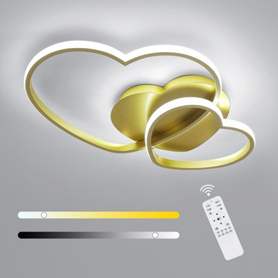 GOECO LED Heart-Shaped Ceiling Light Gold 52x35.5x7.5CM