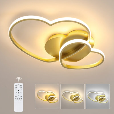 GOECO LED Heart-Shaped Ceiling Light Gold 52x35.5x7.5CM