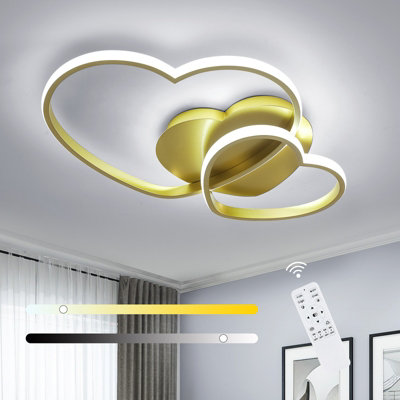 GOECO LED Heart-Shaped Ceiling Light Gold 52x35.5x7.5CM