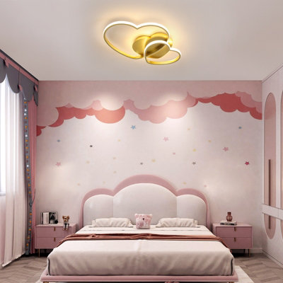 GOECO LED Heart-Shaped Ceiling Light Gold 52x35.5x7.5CM