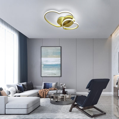 GOECO LED Heart-Shaped Ceiling Light Gold 52x35.5x7.5CM