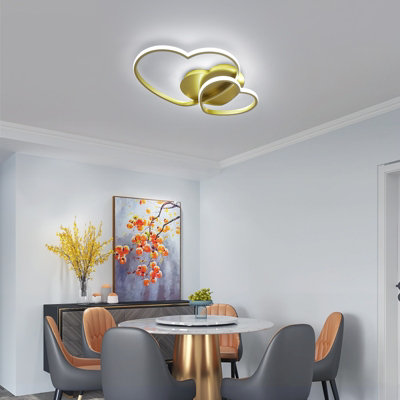 GOECO LED Heart-Shaped Ceiling Light Gold 52x35.5x7.5CM