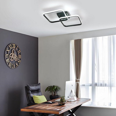 Goeco Modern Black Dimmable LED Ceiling Light with Remote Control, 50W ...