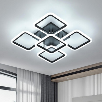 Goeco Modern LED Ceiling Light, 60W 6800LM Square Design, 60cm, 6500K ...
