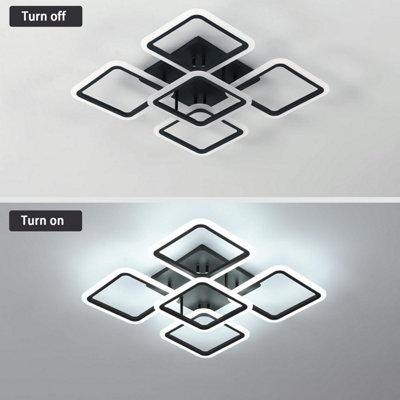 Goeco Modern LED Ceiling Light, 60W 6800LM Square Design, 60cm, 6500K ...