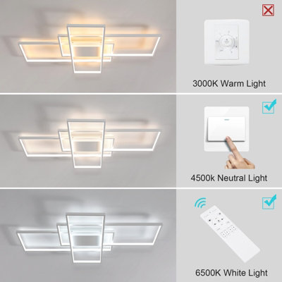 Goeco Modern Rectangular LED Ceiling Light - 85W 220V, 105x60cm White