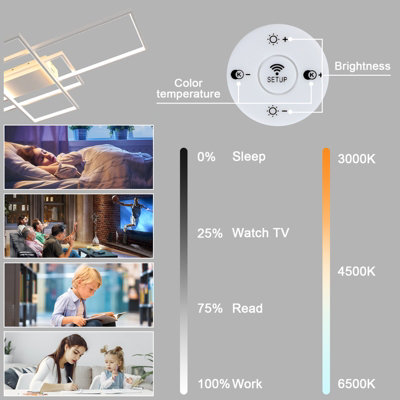 Goeco Modern Rectangular LED Ceiling Light - 85W 220V, 105x60cm White