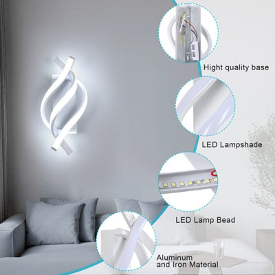 Goeco Modern Spiral LED Wall Light ,22W Cool White 6000K Acrylic for Bedroom or Corridor