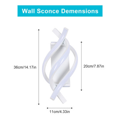 Goeco Modern Spiral LED Wall Light ,22W Cool White 6000K Acrylic for Bedroom or Corridor