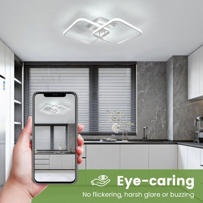 Goeco Modern Square Ceiling Light, LUSTRES LED, 42W, 6500k Dia 59cm, White