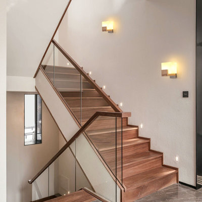 Goeco Retro Wood & Glass Wall Light - Tri-Colour G9 LED - Adjustable White