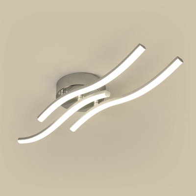 Goeco Silver Triple Wave LED Ceiling Light 18W 4000K Neutral White