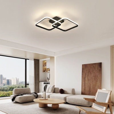 Goeco Square LED Aluminum Ceiling Light Black Neutral Light
