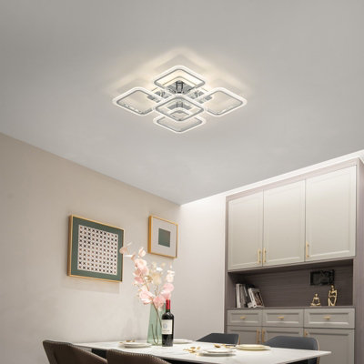 Goeco Square LED Ceiling Light - 74W 220V, 56x56cm, 3-Color Acrylic