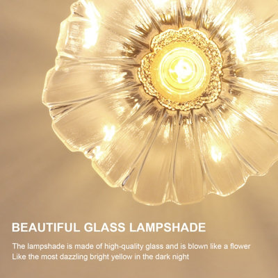 GOECO Trumpet-shaped glass cover ceiling lamp, gold, side-mounted ...