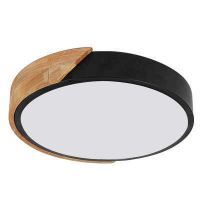 Goeco Wooden LED Ceiling Light, 24W 2000LM, Cold White 6500K, 30x5CM