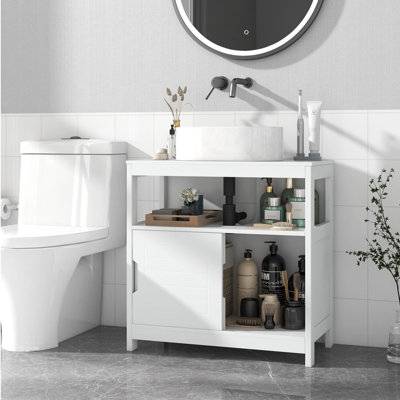 GOFLAME Bathroom Under Sink Vanity Cabinet with 2 Sliding Door