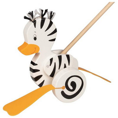Goki Push Wooden Along Zebra-Duck w/ Wheels Toy | DIY at B&Q
