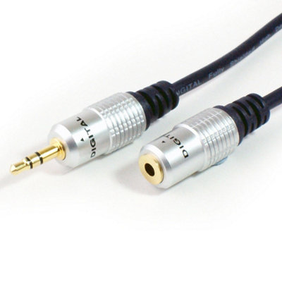 GOLD 1m 3.5mm Jack Plug to Female Stereo Cable Headphone Extension ...