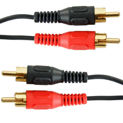GOLD 3m Twin Dual 2 RCA Stereo Male to Plug Cable Lead Audio PHONO ...