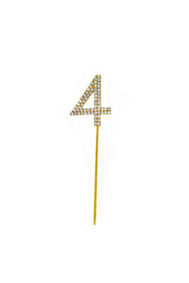 Gold 4 Sparkley Diamond Cake Topper Number 4 for Birthday Anniversary ...