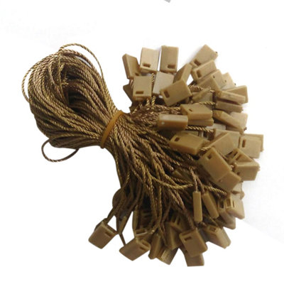 Gold 7 Inch Nylon String Hang Tag with Snap Lock Pin, 100pcs