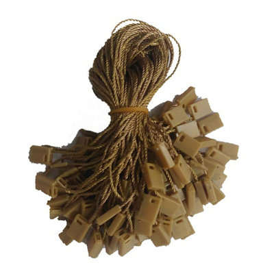 Gold 7 Inch Nylon String Hang Tag with Snap Lock Pin, 100pcs