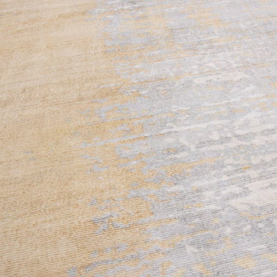 Gold Abstract Modern Rug Easy to clean Living Room and Bedroom-200cm X ...