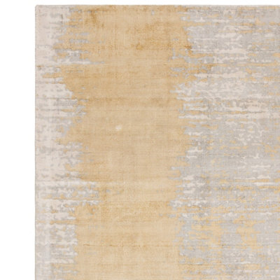 Gold Abstract Modern Rug Easy to clean Living Room and Bedroom-200cm X ...