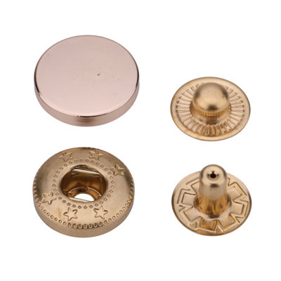 Gold Alloy Cap S spring Press Stud Rivets 4 Part - 12.5mm