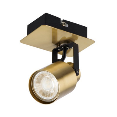 Gold and Black Single GU10 Spotlight | DIY at B&Q