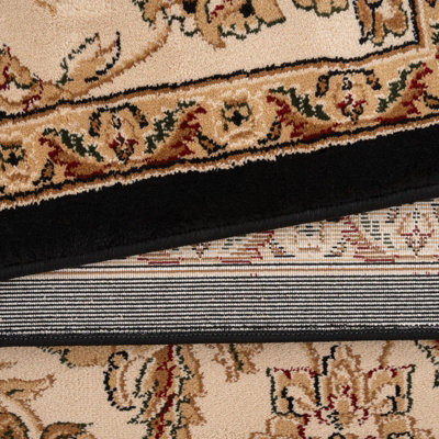 Gold Black Classical Oriental Floral Area Rug 80cm x 150cm