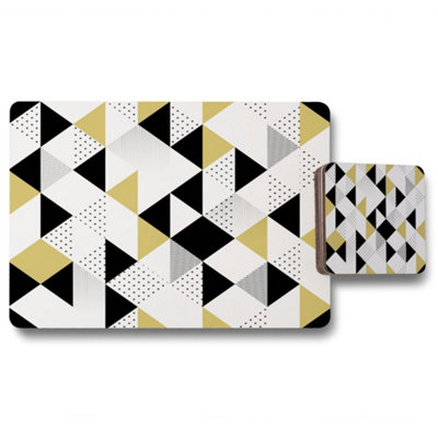 Gold & Black Geometric Triangles (Placemat & Coaster Set) / Default Title