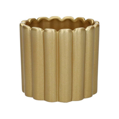 Gold Ceramic Indoor Plant Pot. H13.5 x W14cm