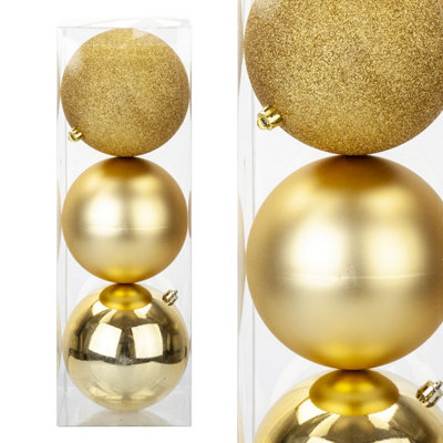 Gold Christmas Baubles - Pack of 3- 12cm | DIY at B&Q