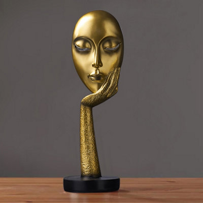 Gold Decor Art Women Face Statue Collectible Figurine Table Decorations ...