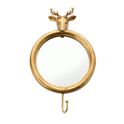 Gold Finish Stag Wall Hook Mirror | DIY at B&Q