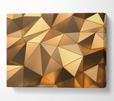 Gold Geometric Triangles Shining Canvas Print Wall Art - Medium 20 x 32 ...