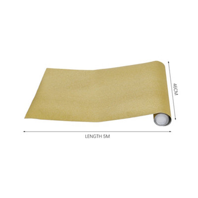 Gold Glitter Effect Self Adhesive Wallpaper Plain PVC Wallpaper Roll ...