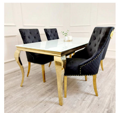 Gold Louis Dining Table With Gold Long Metal Legs - Doorstep Delivery ...