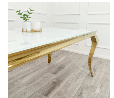 Gold Louis Dining Table With Gold Long Metal Legs - Doorstep Delivery ...