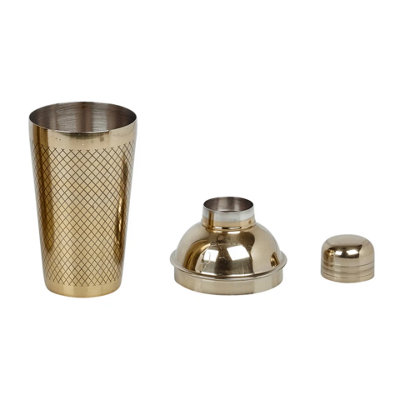 Gold Metal Barware Set - Cocktail Shaker Set with Double Wall Design