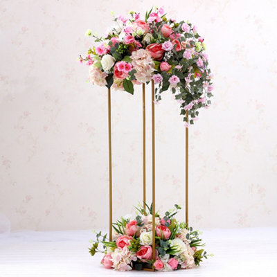 Gold Metal Rectangular Flower Stand Pedestal Wedding Party Ornament 250 ...