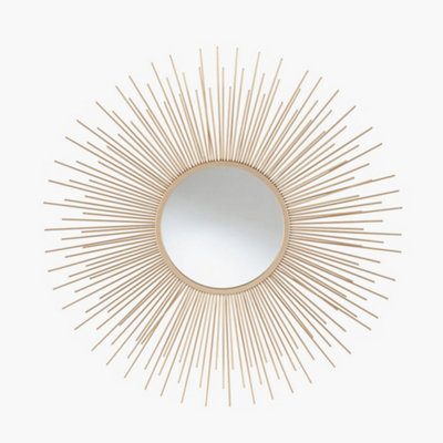 Gold Metal Starburst Design Round Wall Mirror