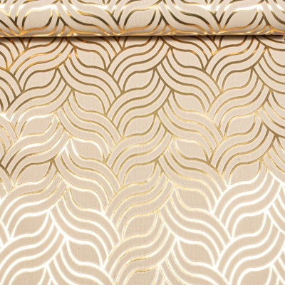 Gold Metallic Foiled Wallpaper Textured Vinyl Heavyweight Art Deco ...