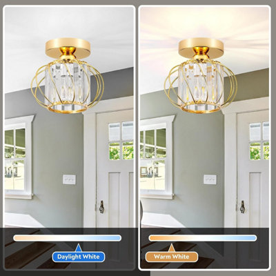 Gold Modern Crystal Ceiling Light, E27 Semi-Flush