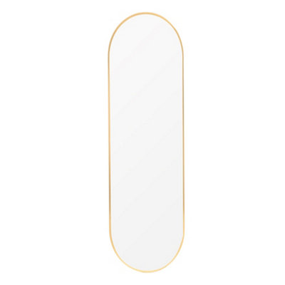 Gold Oval Full Length Framed Mirror Wall Mounted Mirror 40 x 150 cm