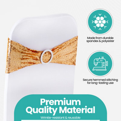 Gold Sequin Chair Band with Slider Buckle Stretchy Chair Band Sash ...