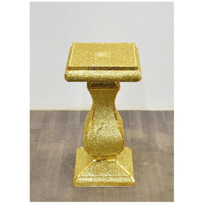Gold Side Table Crushed Diamond Glitter Mirrored End Table F057