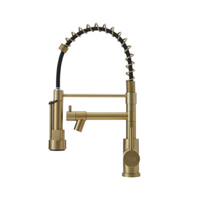 Gold Stainless Steel Pull Down Spring Spout and Pot Filler Kitchen Tap ...